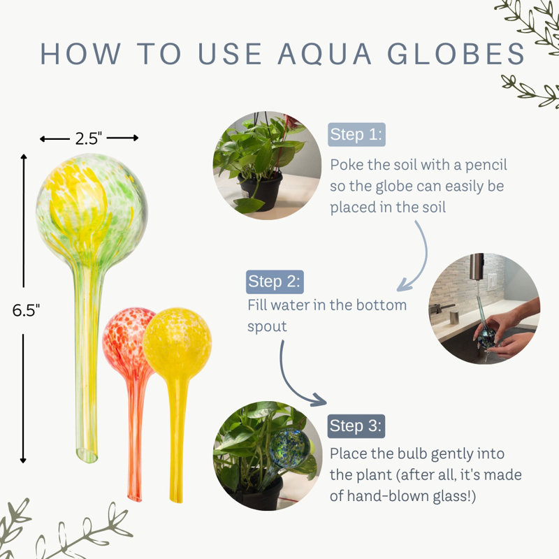 August Grove® Keshia Indoor/Outdoor Plant Watering Glass Aqua Globe Stakes & Reviews | Wayfair